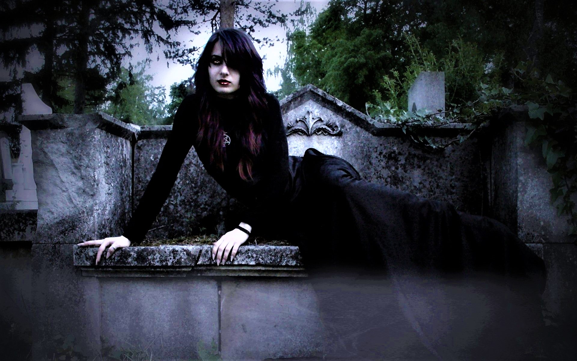 Download Black Hair Woman Gothic Image