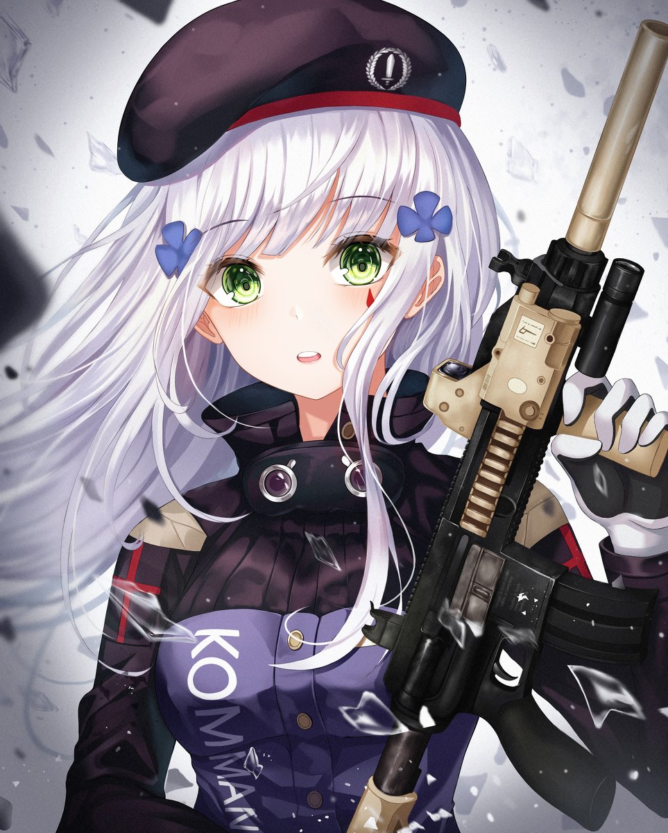 Download Weapon Gun HK416 (Girls Frontline) Green Eyes White Hair Video ...