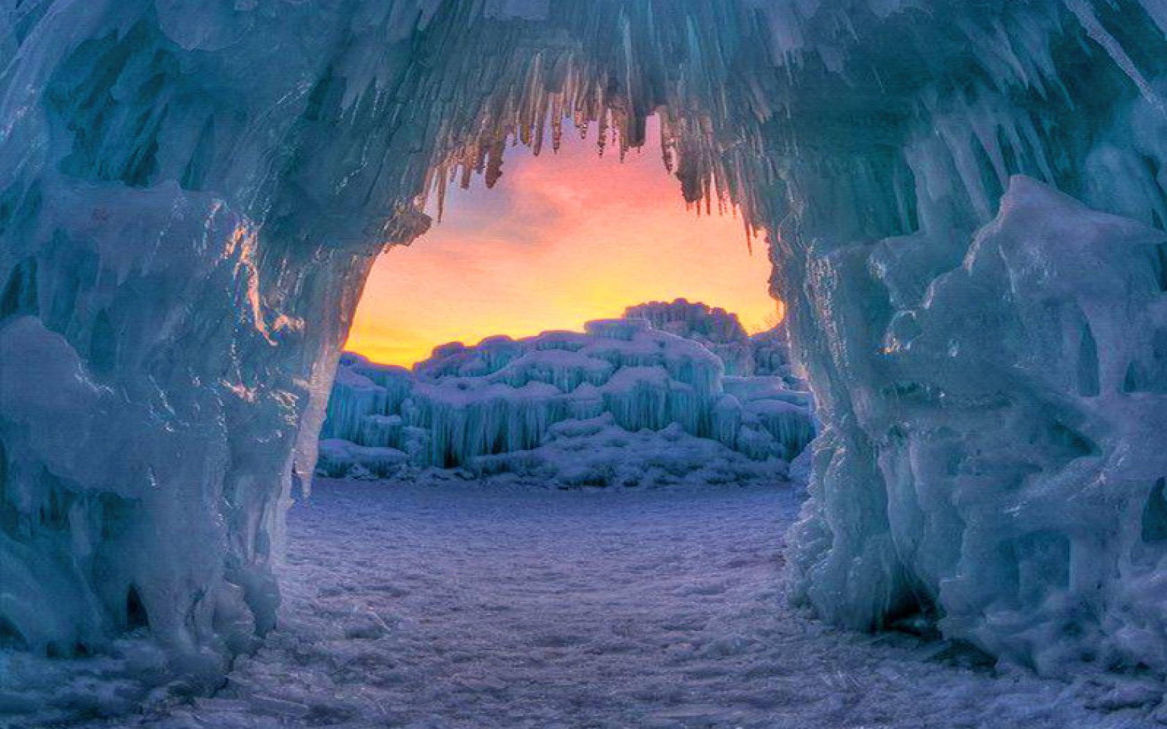 Ice Arch at Sunset - Image Abyss