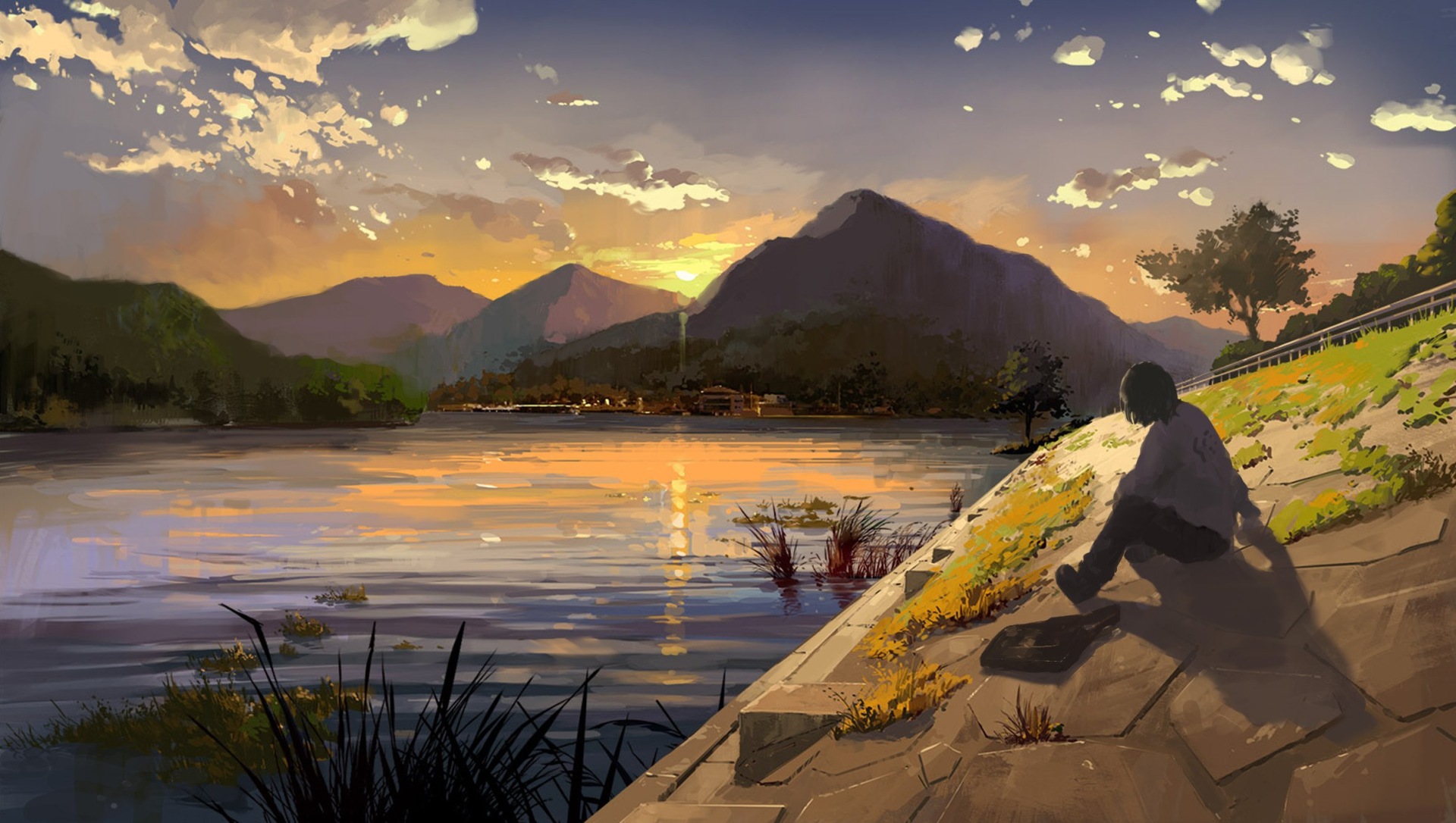 Anime Lakeside — Sunrise to Sunset