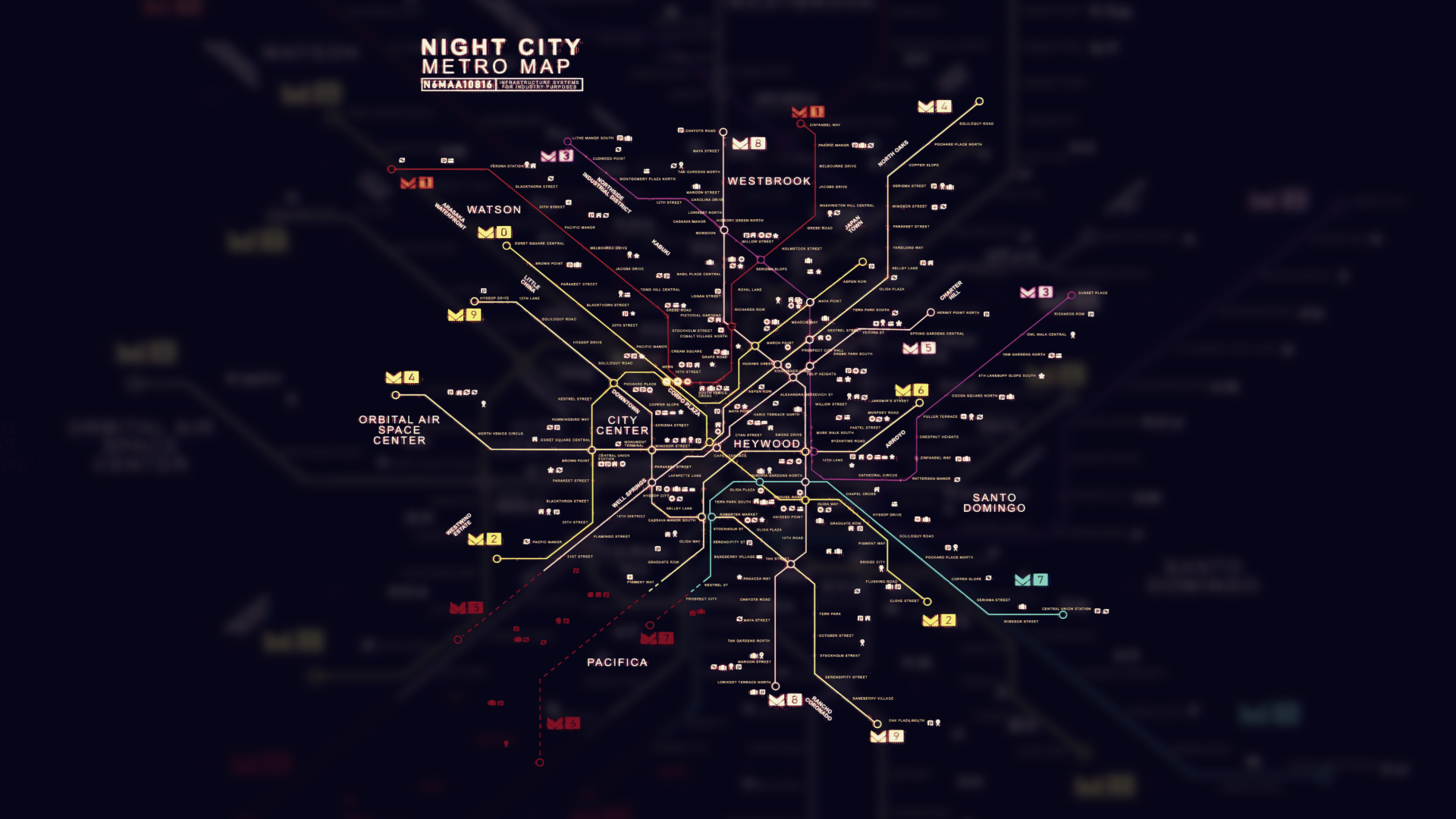Night City Metro Subway Map by MisterInked
