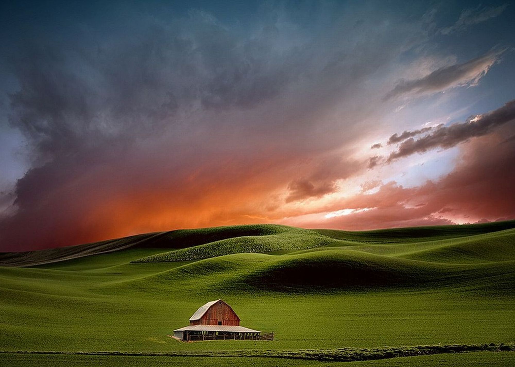 Tranquil Man-Made Farm Landscape