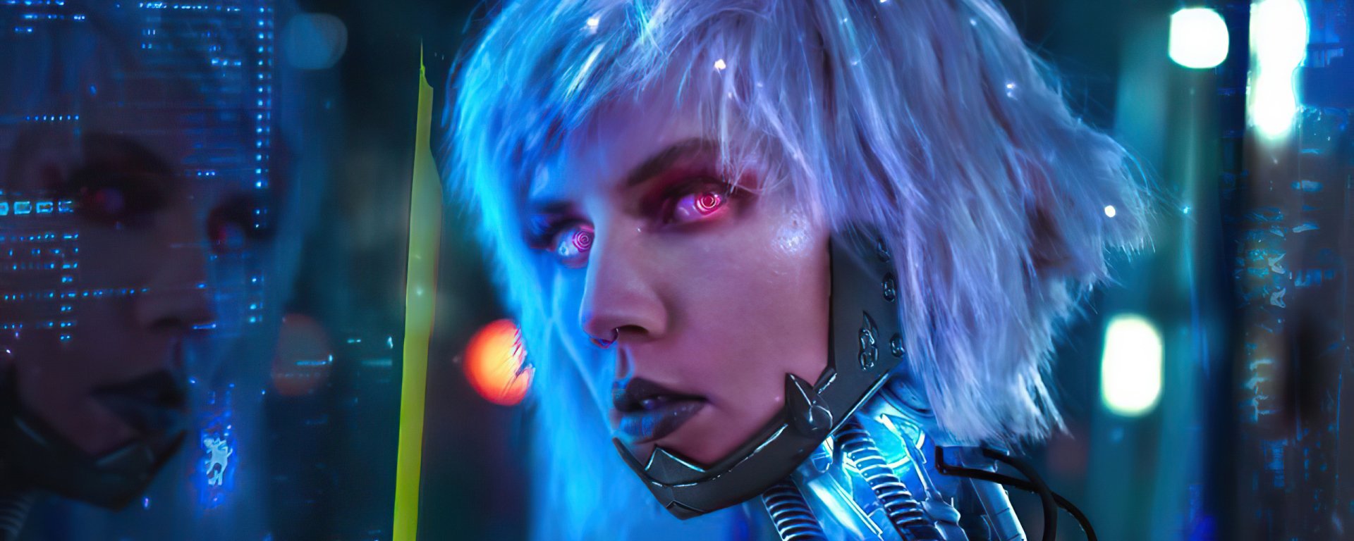 Download Red Eyes Face Cyberpunk Sci Fi Cyborg Image