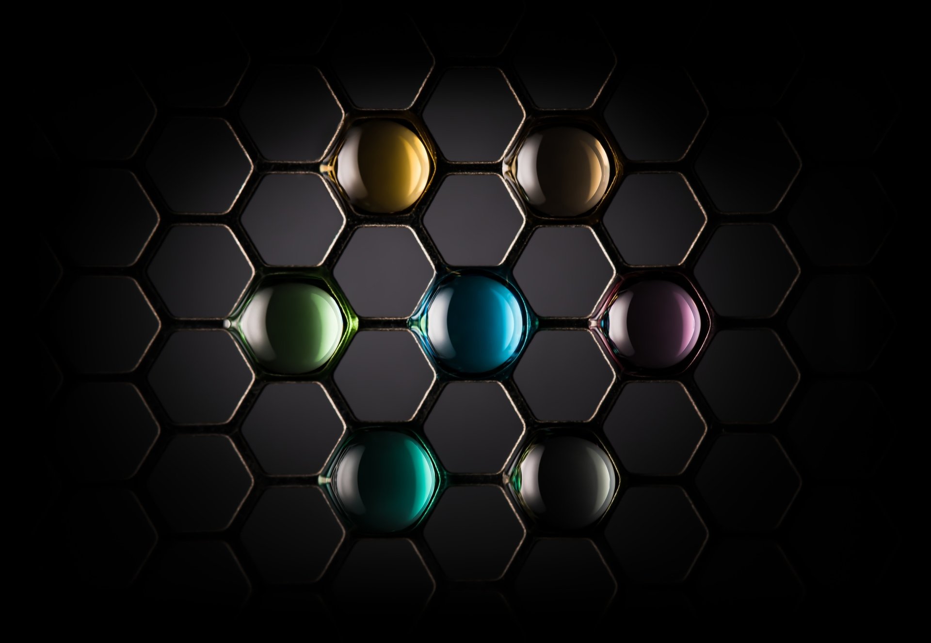 Hexagonal Harmony: Abstract Balls in Patterned Perfection