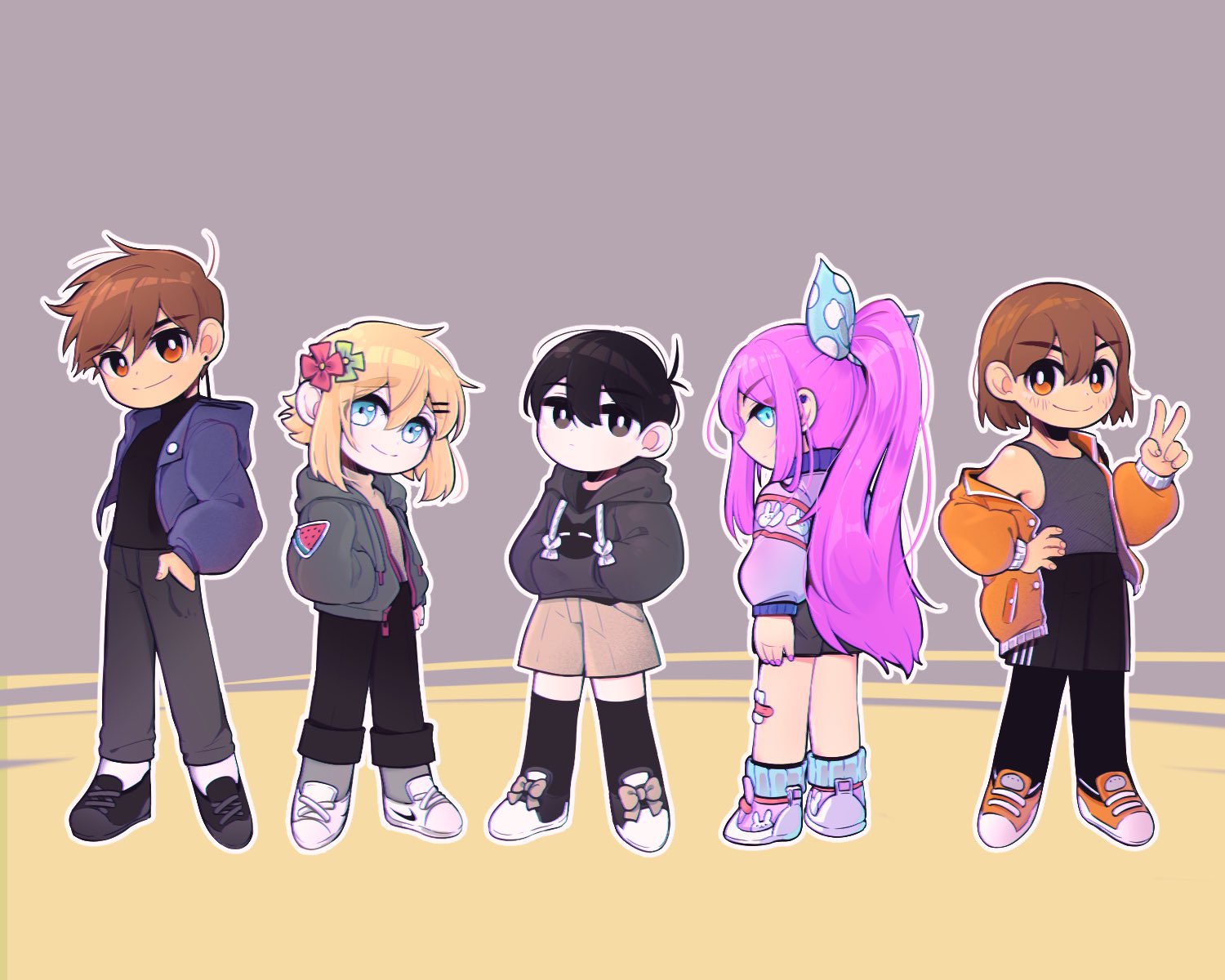 Download Chibi Kel (Omori) Aubrey (Omori) Sunny (Omori) Basil (Omori ...