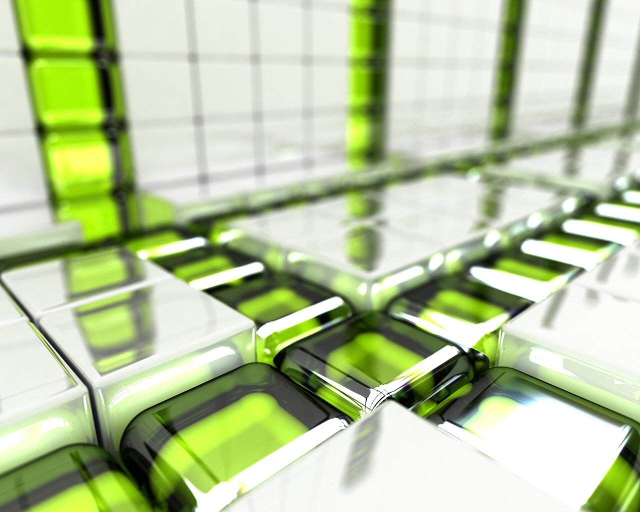 Abstract Green Reflections: A 3D CGI Art Experience