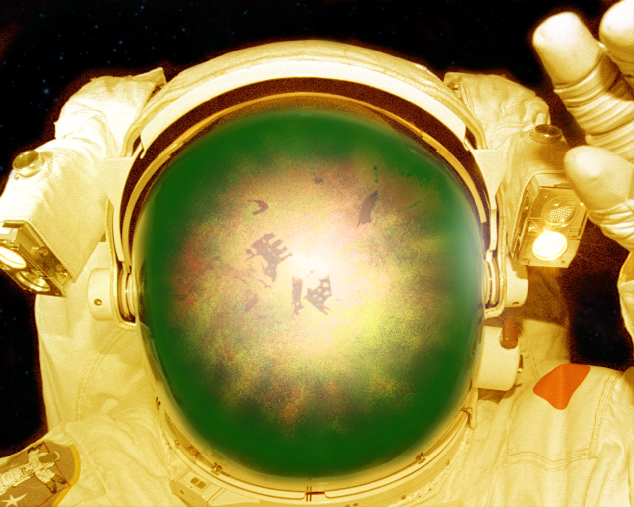 Reflections of a NASA Space Suit in the Vastness of Space