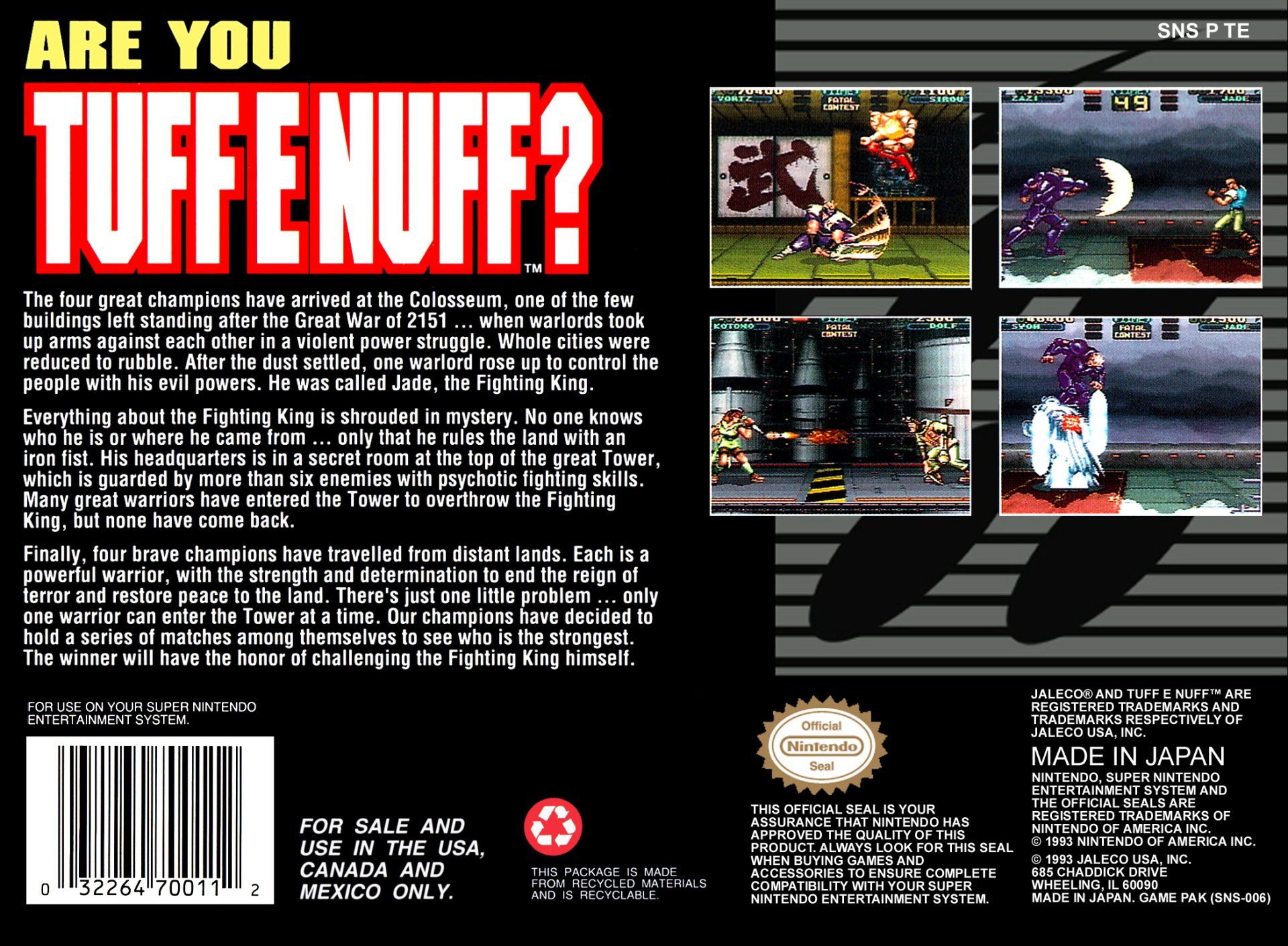 Tuff E Nuff Video Game Box Art - ID: 45864 - Image Abyss