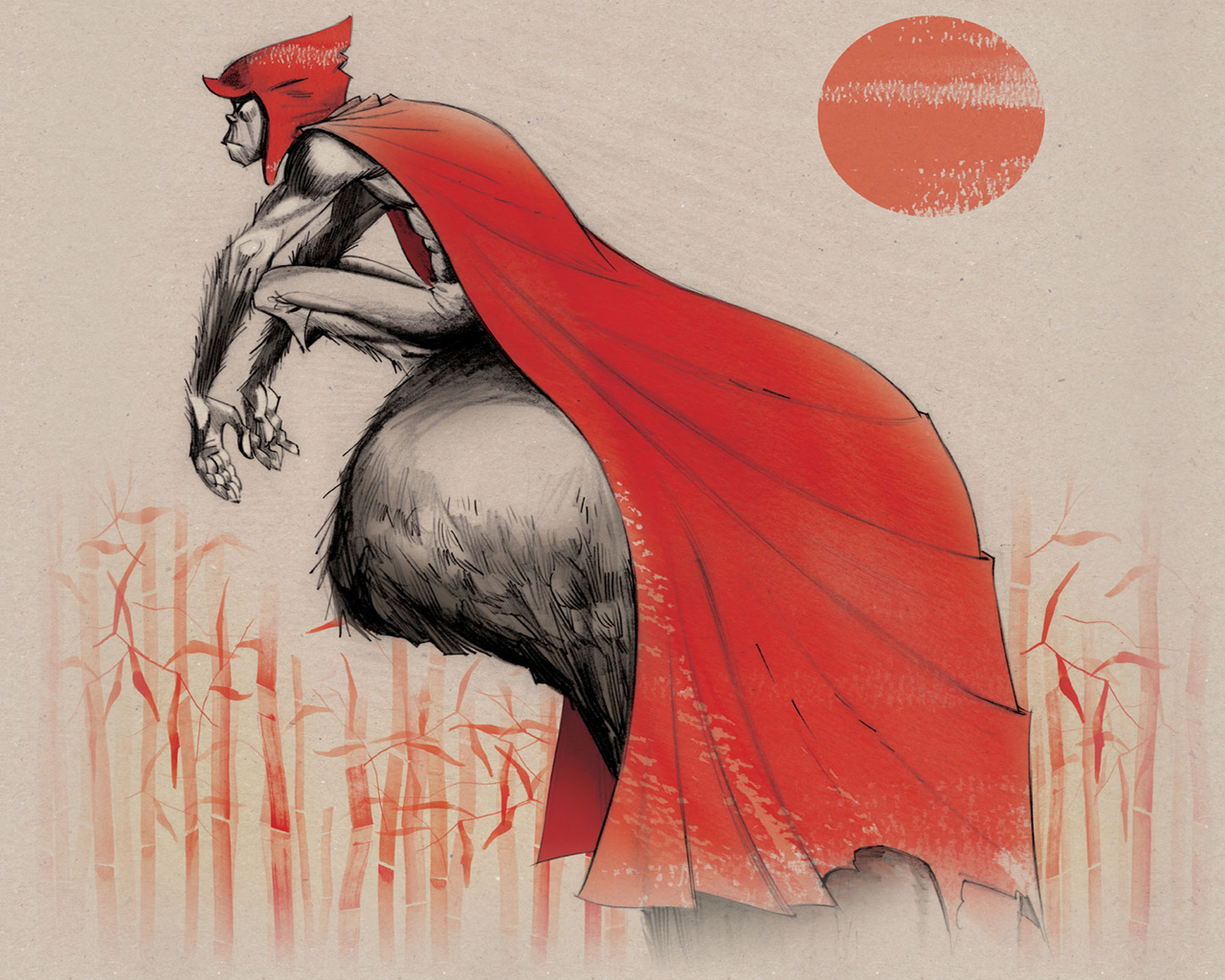 Enigmatic Red Cloak: A Fantasy Creature Unleashed