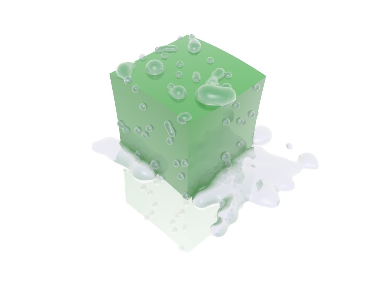 CGI 3D Abstract — Dripping Green Cube