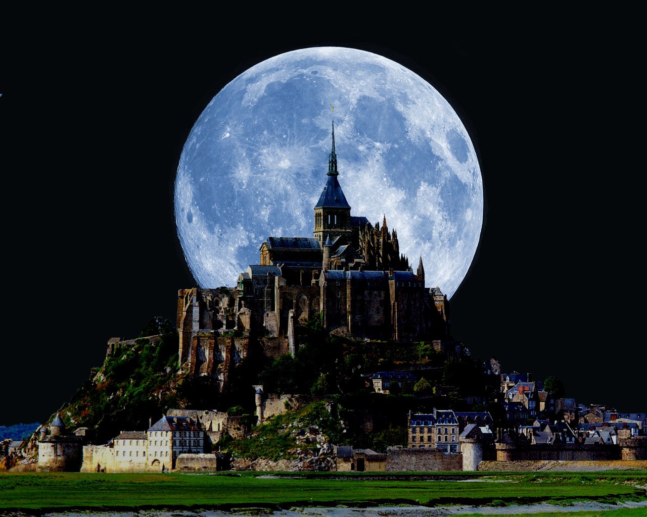 Artistic Moonlit Castle
