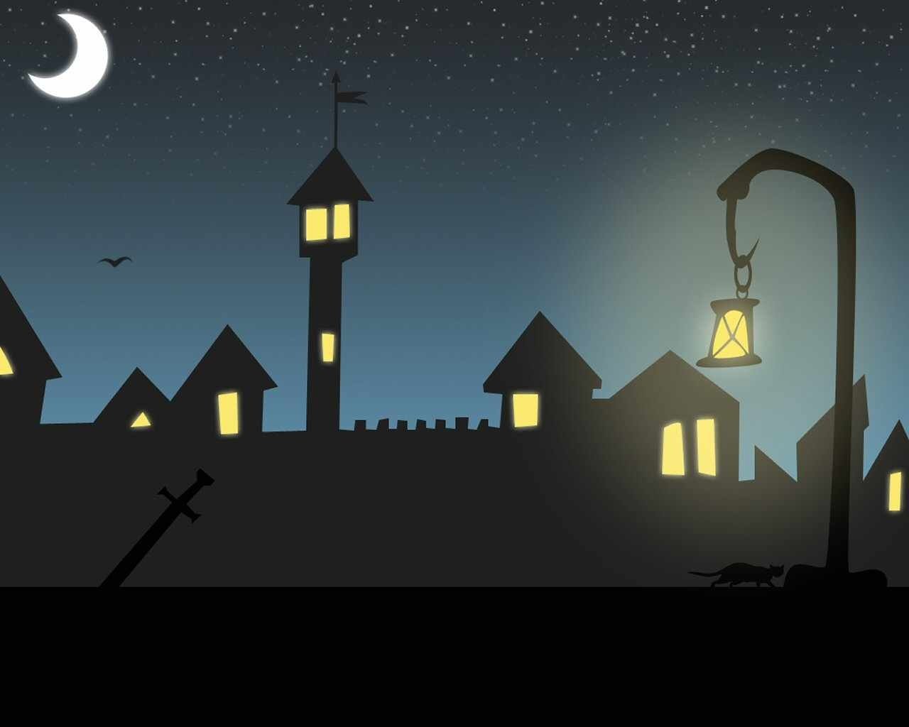 Moonlit Castle: An Artistic Cartoon Nightscape