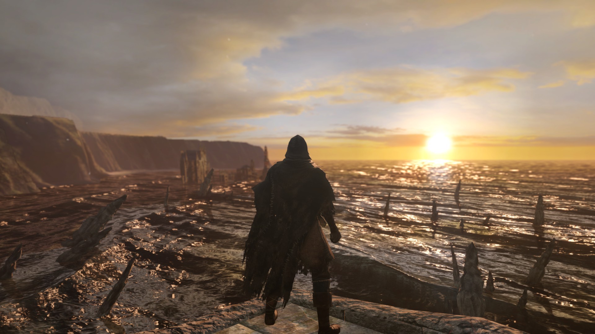 Download Sea Sun Sunset Shore Dark Souls Video Game Dark Souls II Image