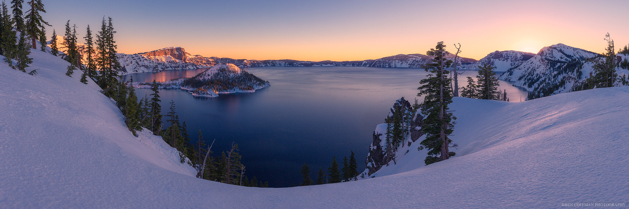 Download Oregon Sunrise Winter Nature Crater Lake Image
