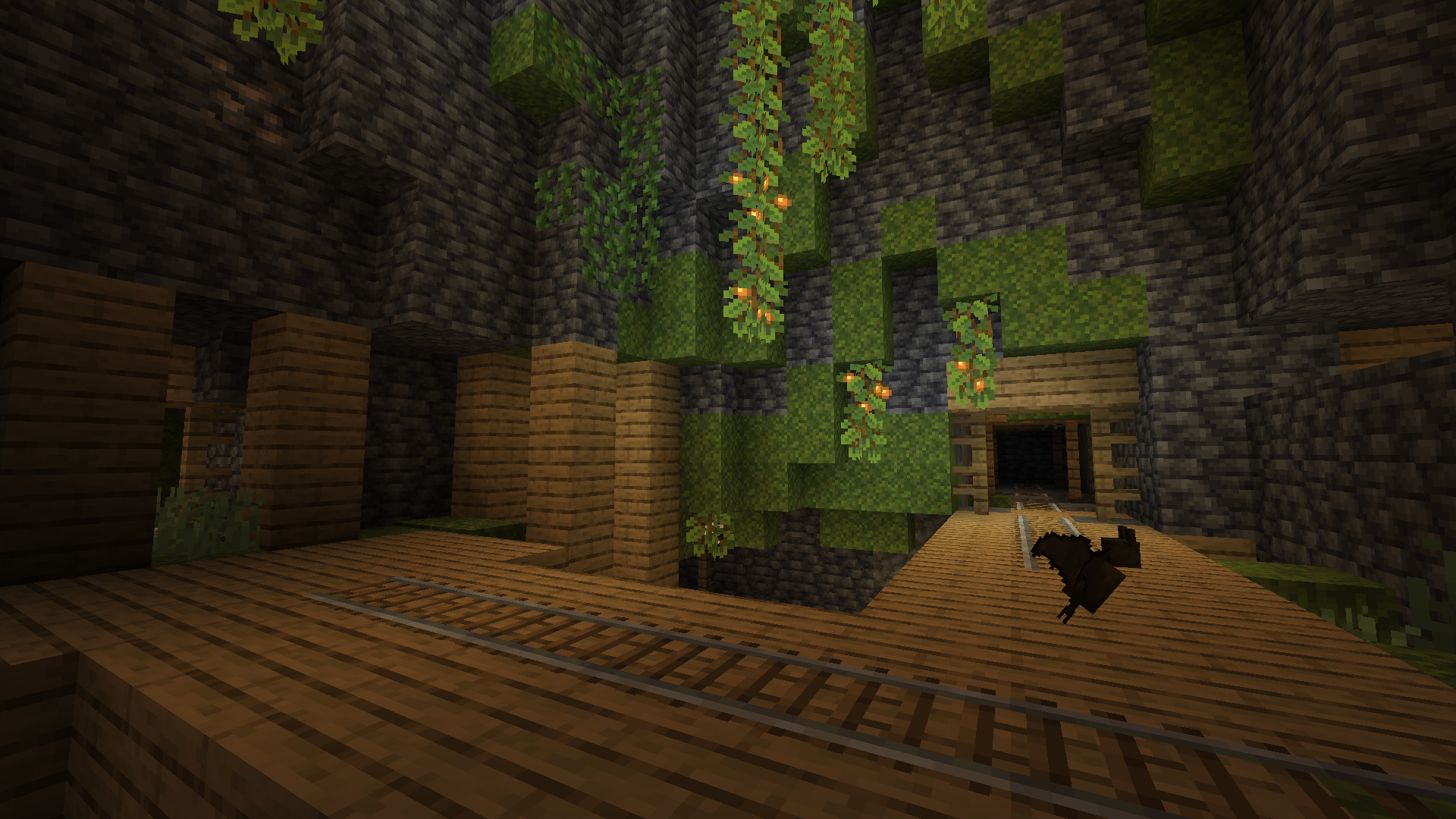 A 1.18 Abandoned Mineshaft in a Lush Cave by Eliminator