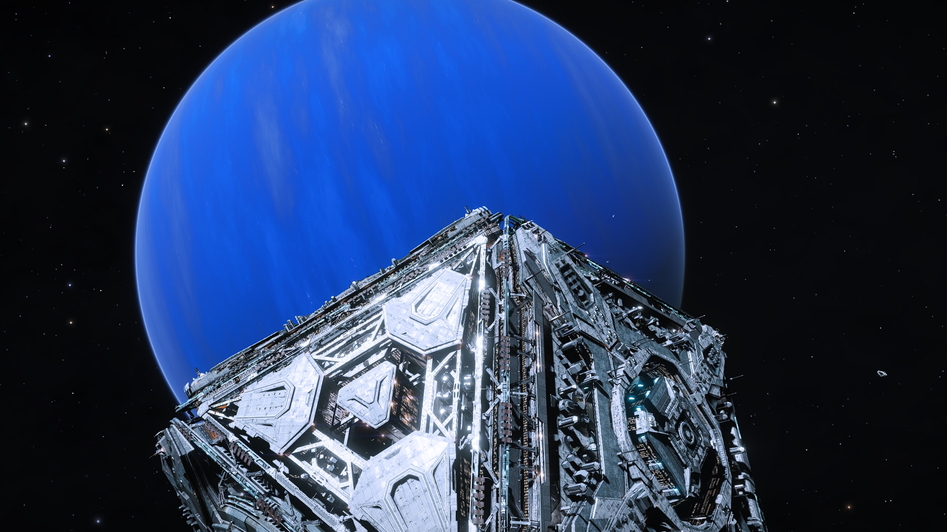 Station with blue Gas-giant by 0815Cracky - Image Abyss