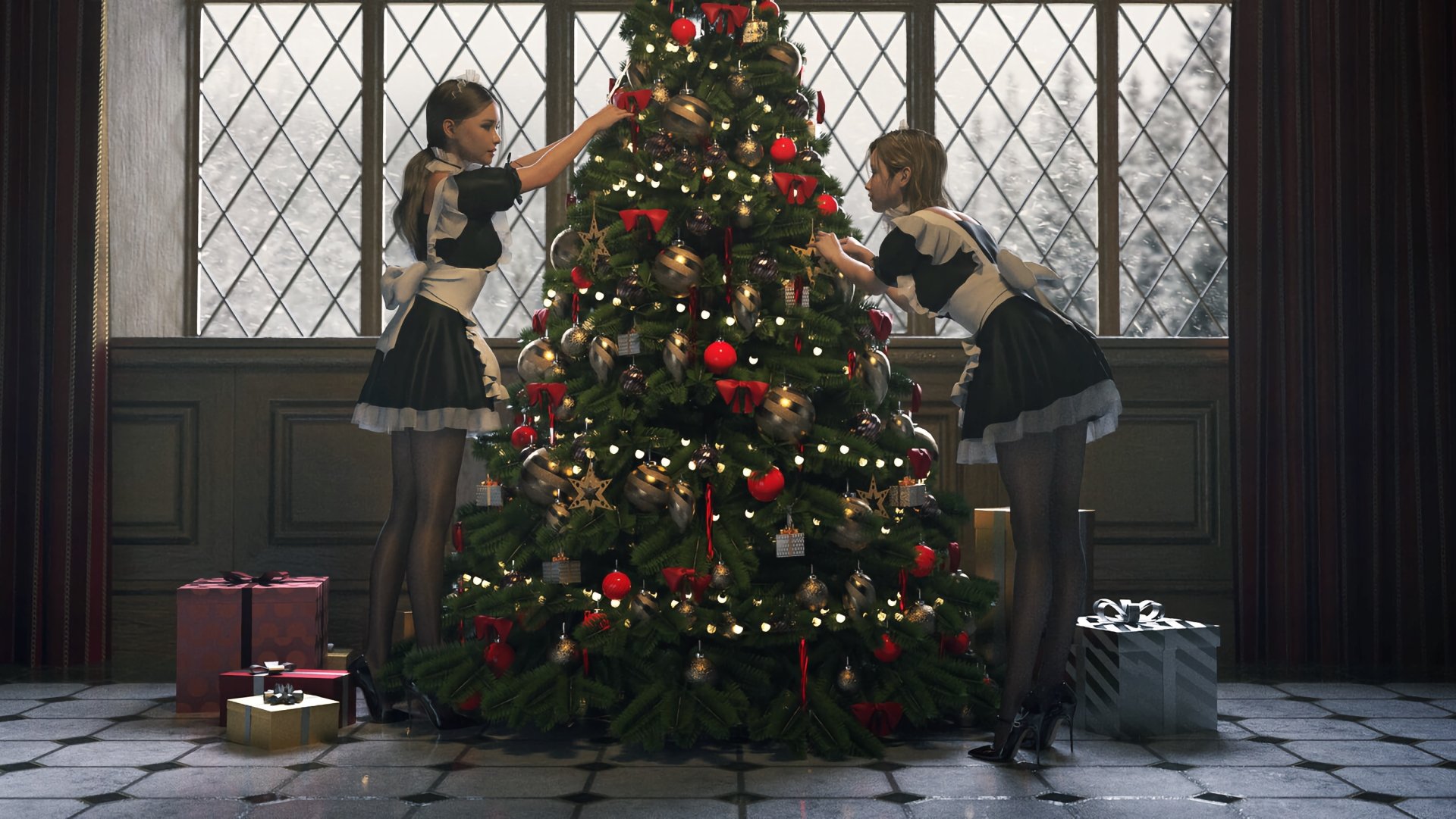 Download Christmas Maid Woman Artistic Image