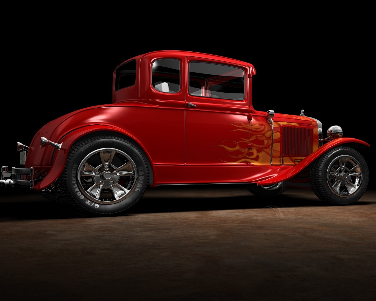 Classic Red Hot Rod Beast Igniting the Road