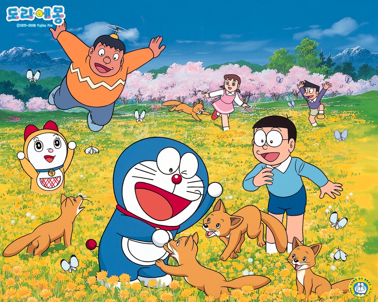 Doraemon Adventures in a Colorful Spring Field