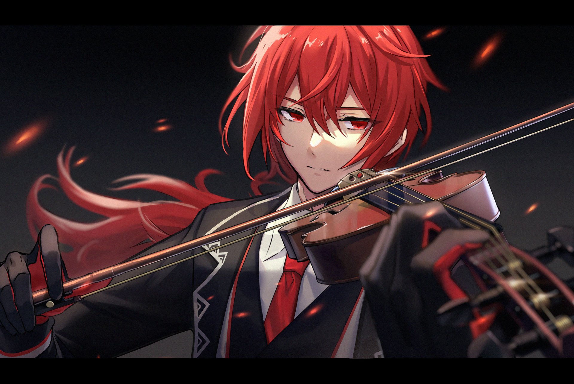 Download Red Eyes Red Hair Violin Diluc (Genshin Impact) Video Game ...