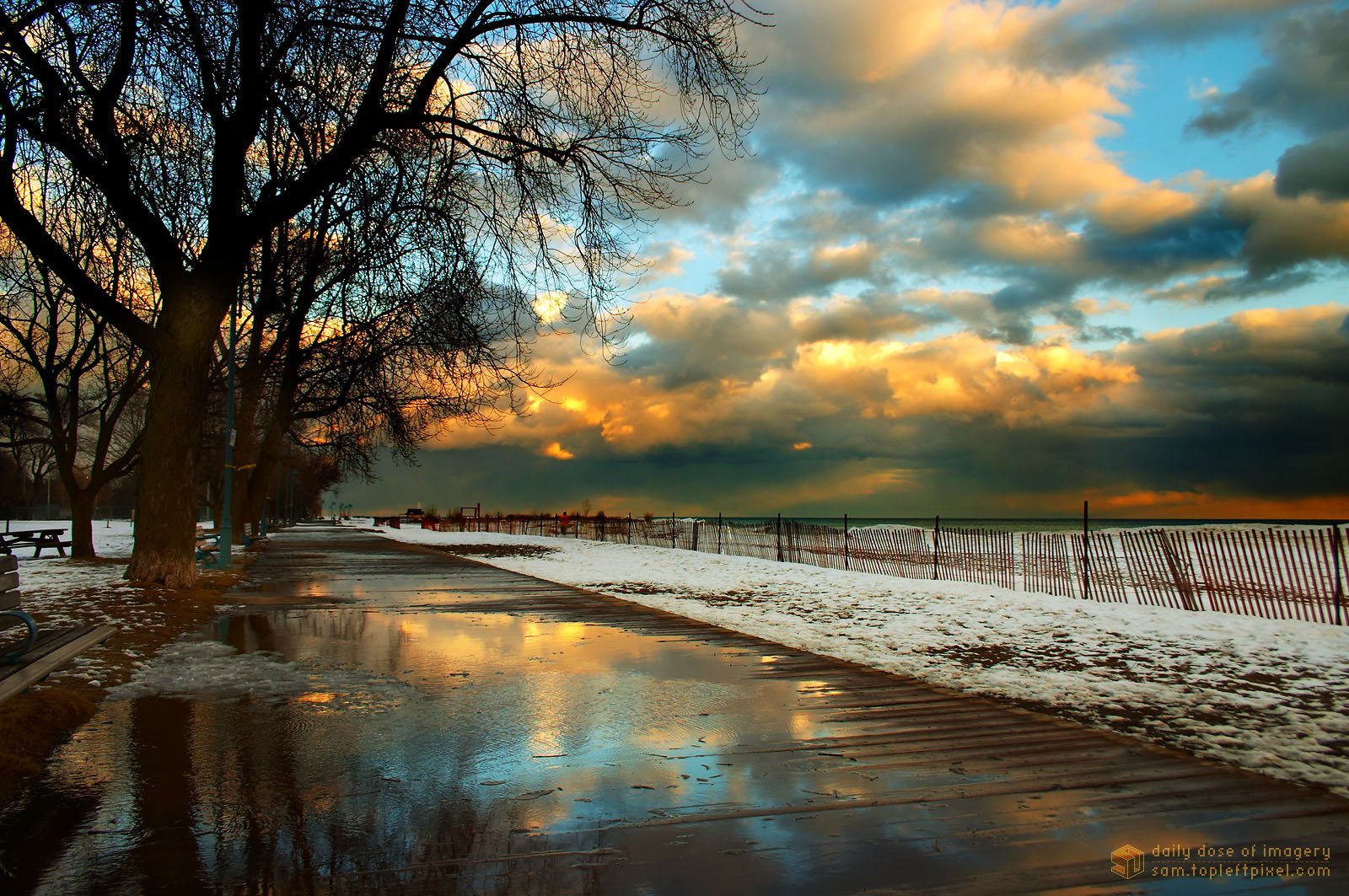 Winter Reflections: A Serene Evening Landscape