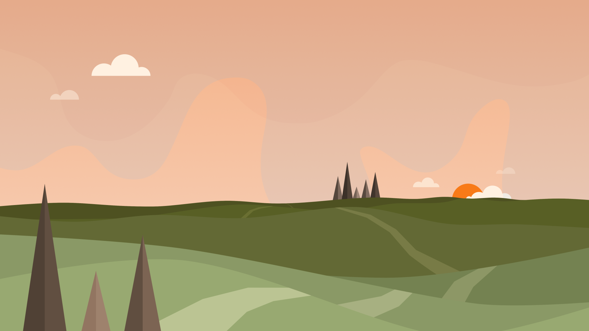 Vector landscape with trees and clouds on a clear day 4K by dpcdpc11