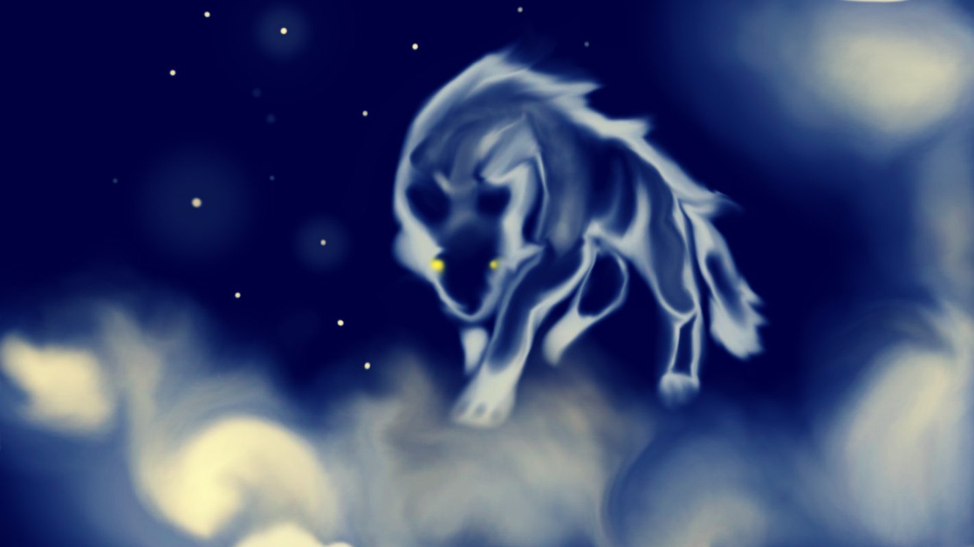 Moonlit Spirit: The Phantom Wolf of Fantasy Skies by step.o.metal