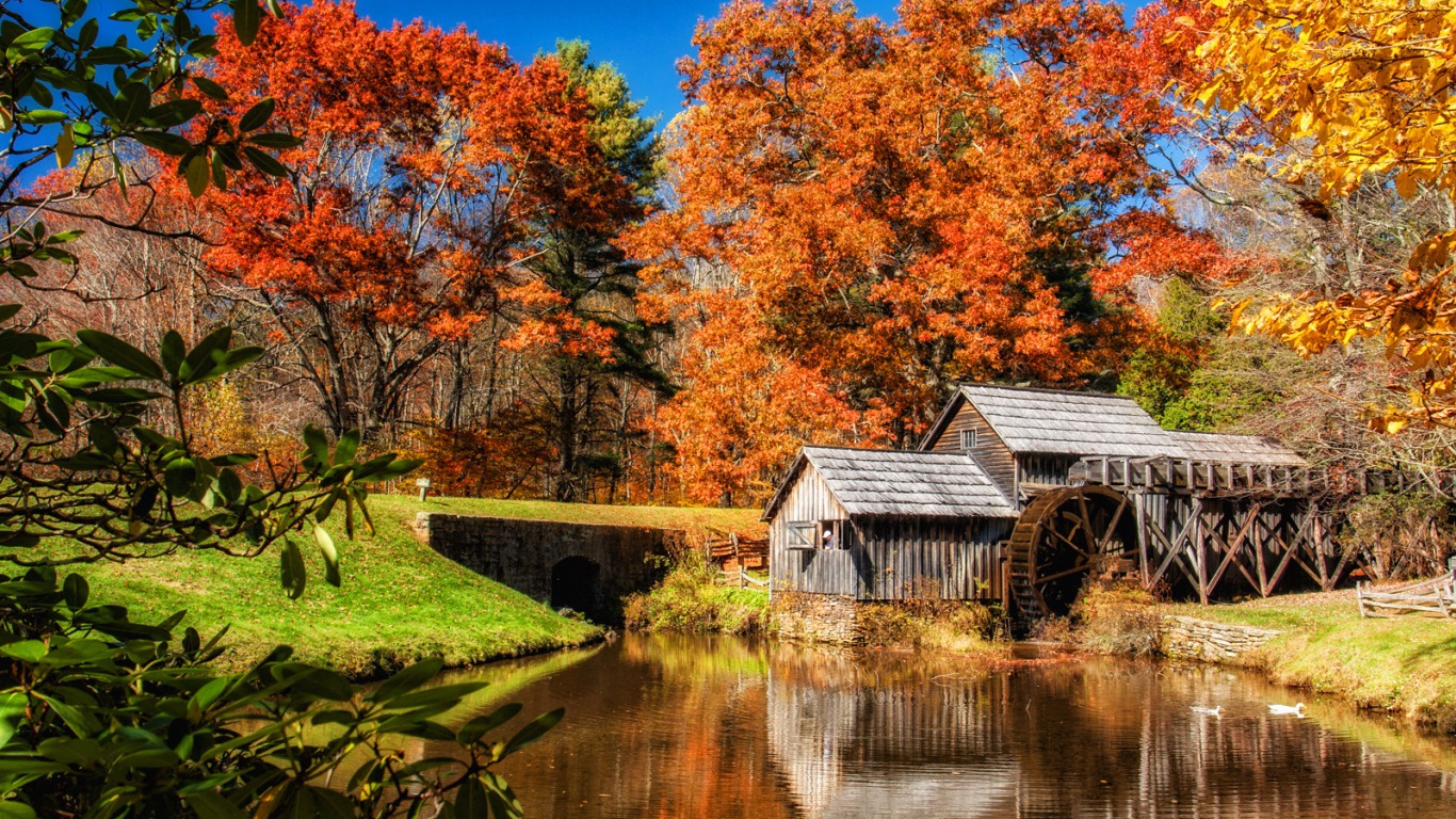Serene Watermill Amidst Autumn's Embrace