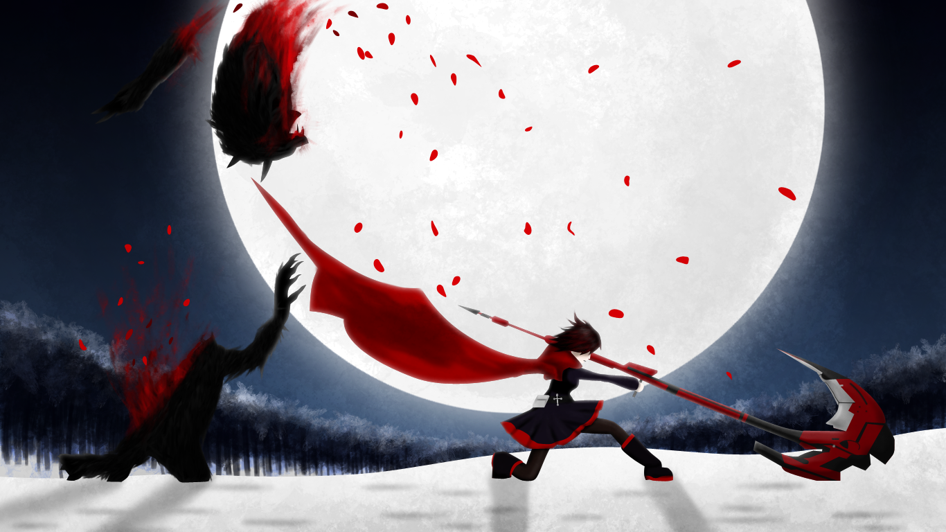 RWBY: Crimson Combat Under the Moonlight