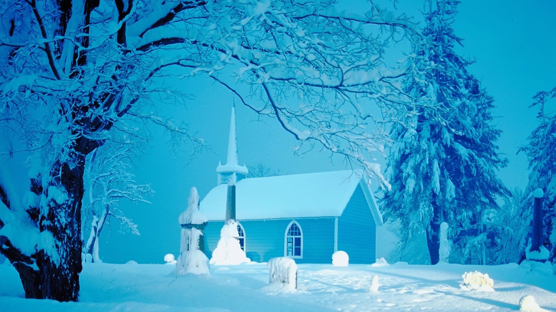 Winter Serenity at the Snow-Covered Church