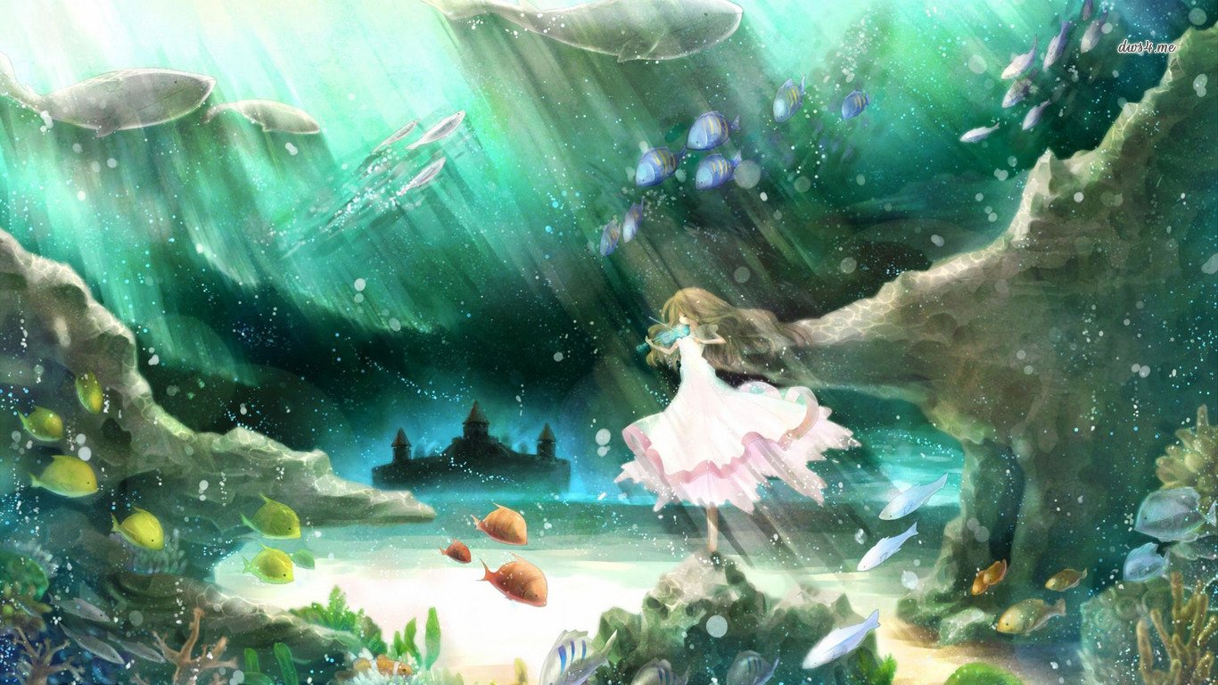 Enchanting Anime Girl in an Underwater Fantasy