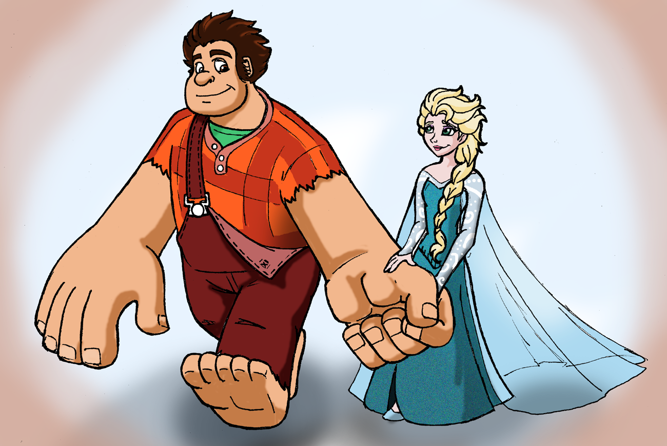 Snowy Movie Mashup: Elsa & Wreck-It Ralph Collage