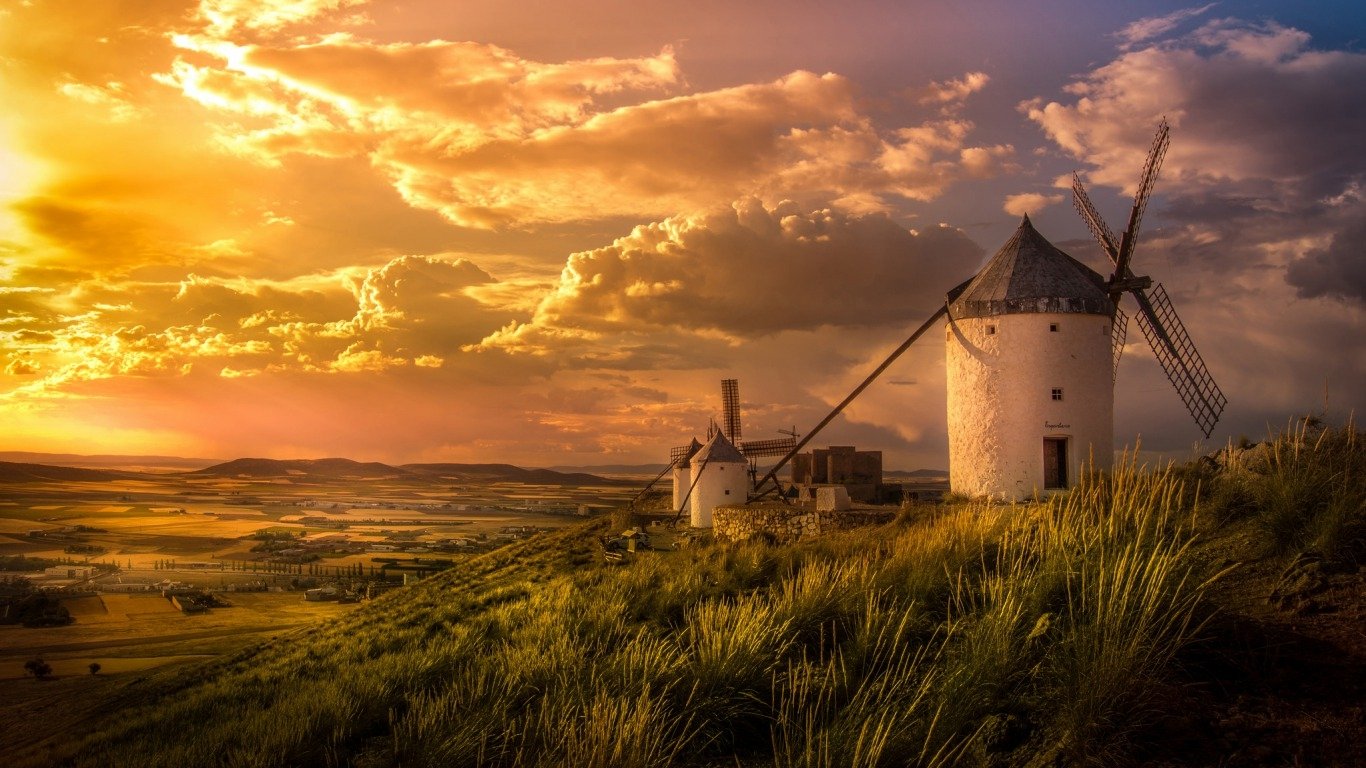 Timeless Windmills: Man-Made Giants at Sunset