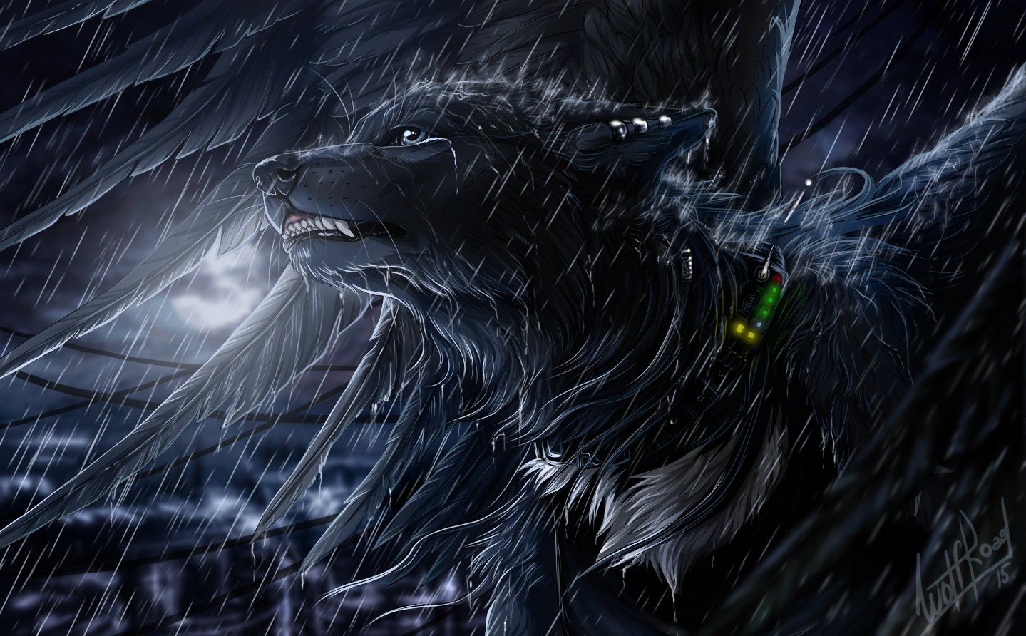 Majestic Fantasy Wolf in a Stormy Night