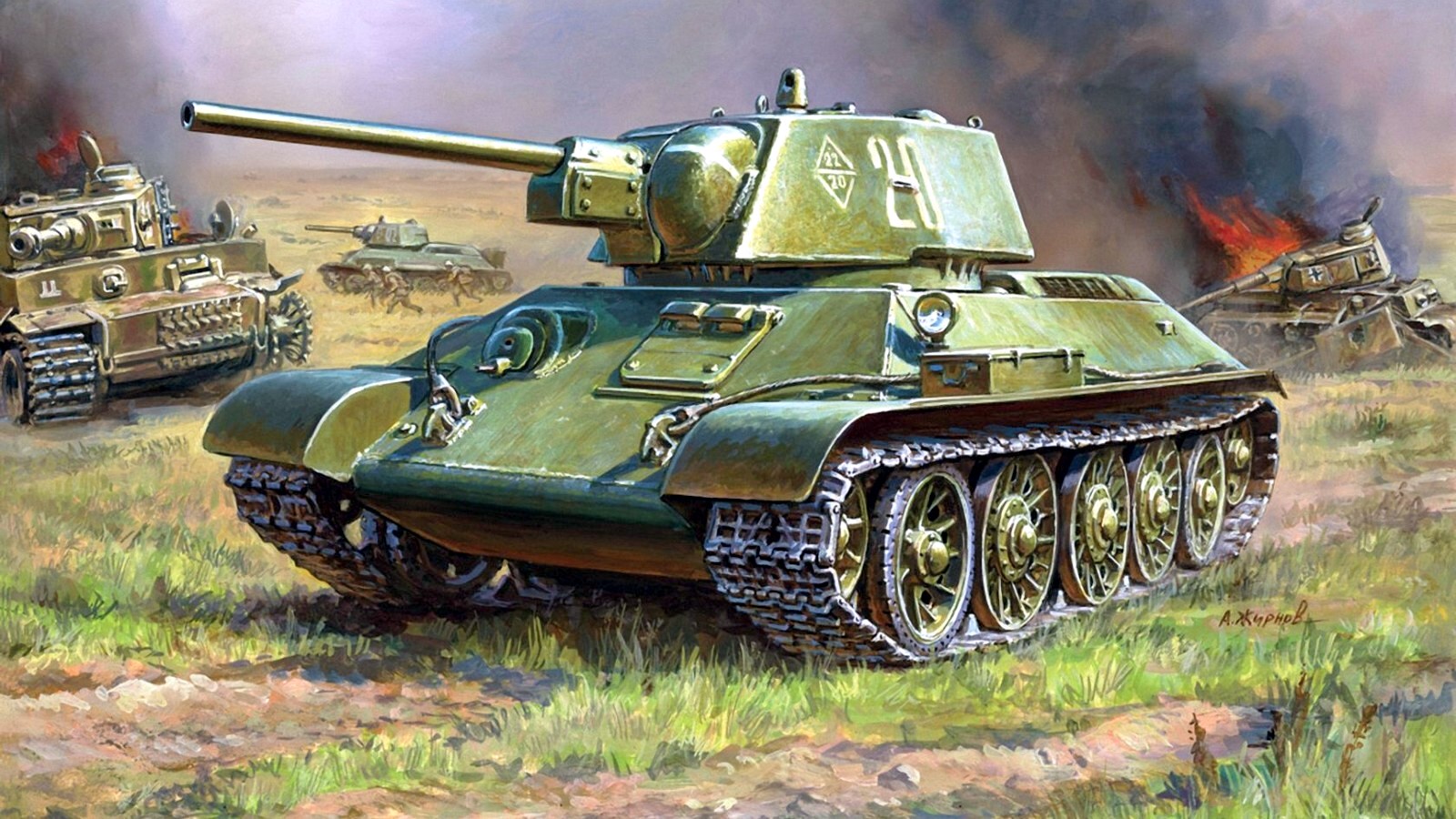 T-34 in Battle with a Tiger 1 - Image Abyss