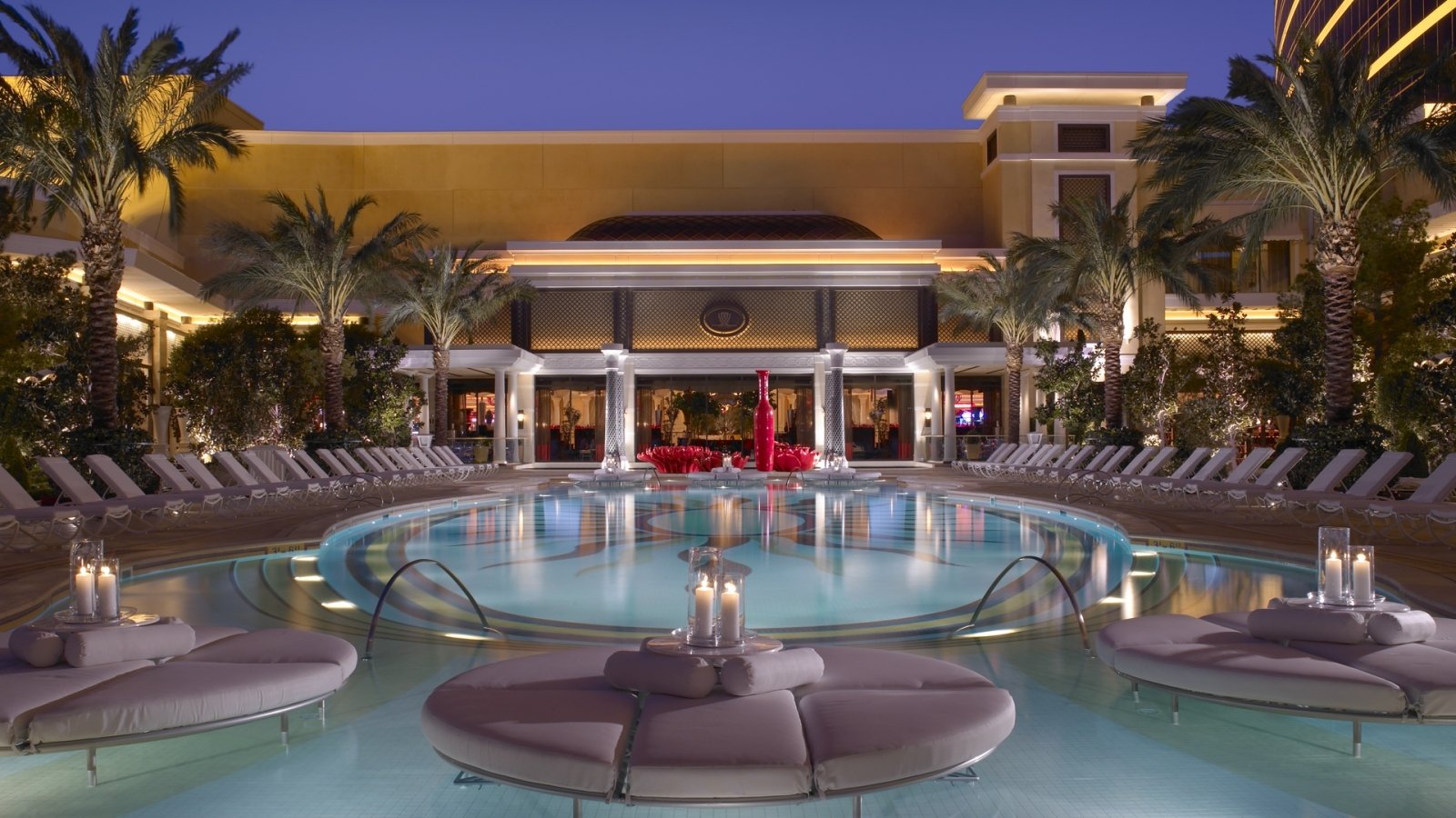 Luxurious Man-Made Oasis: Evening Poolside Retreat