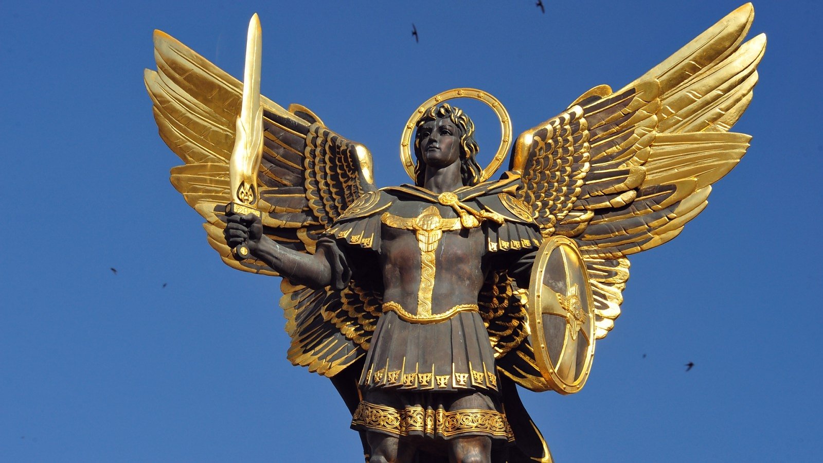 Man-Made Golden Winged Guardian Statue