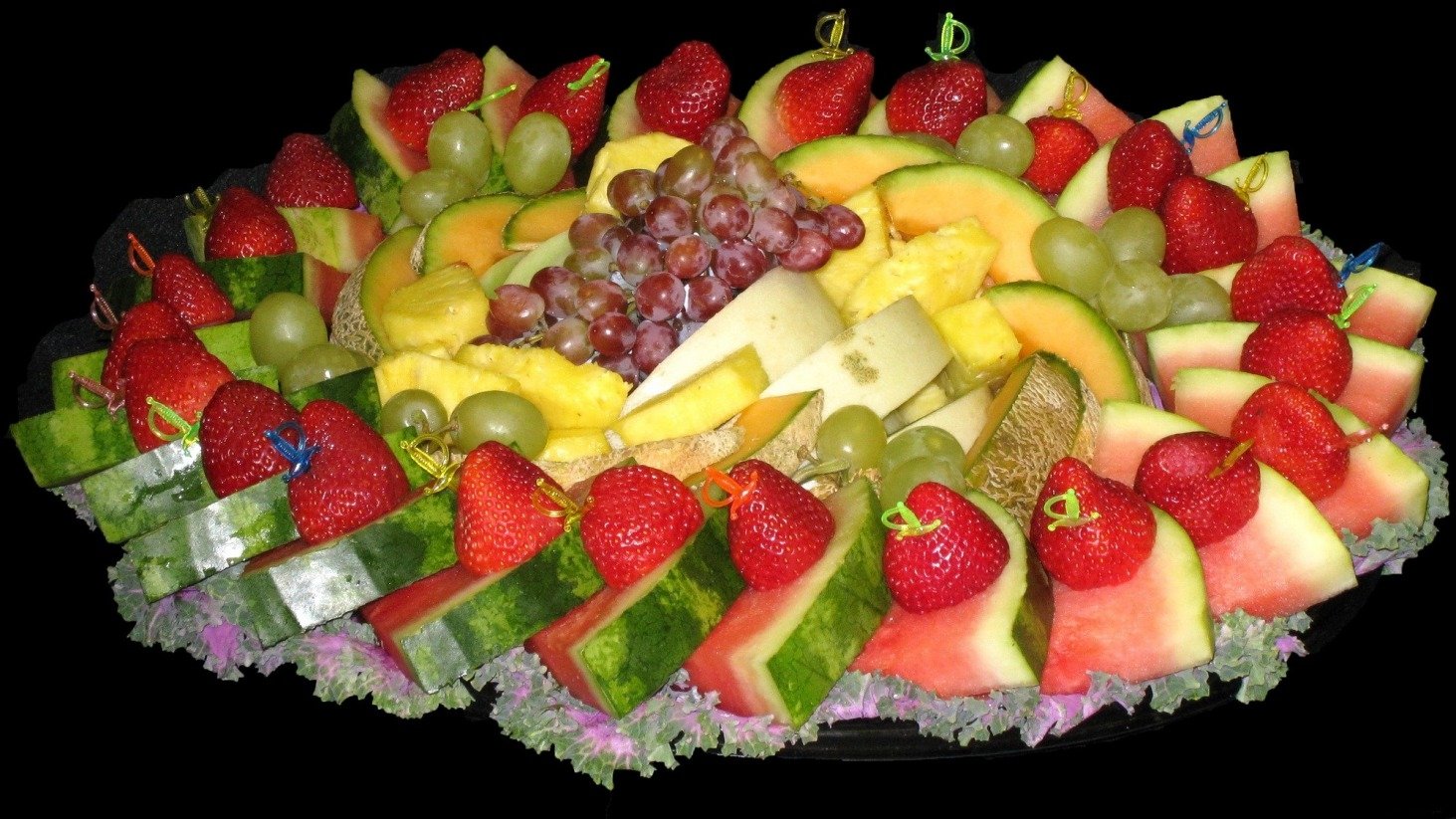 Vibrant Fruit Platter — Strawberries, Melon & Grapes