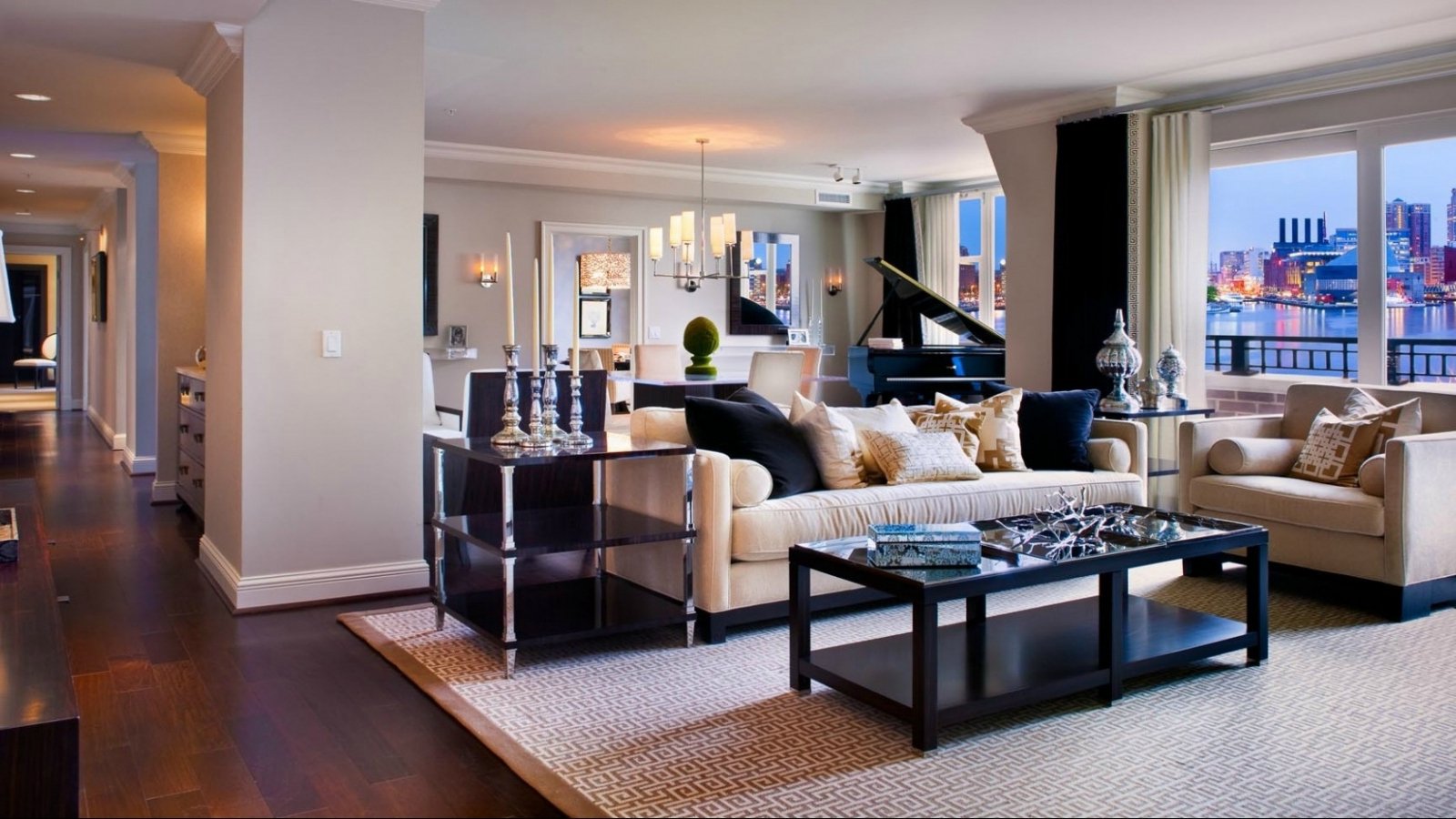 Elegant Urban Living Room with Modern Comforts