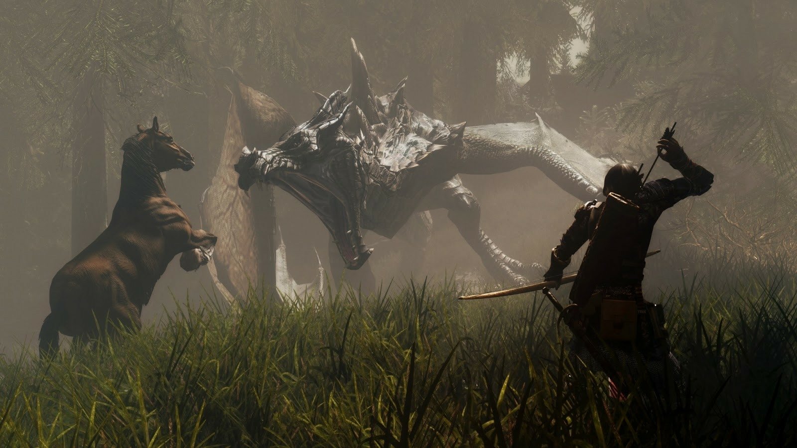 Epic Dragon Duel in a Mystical Fantasy Realm