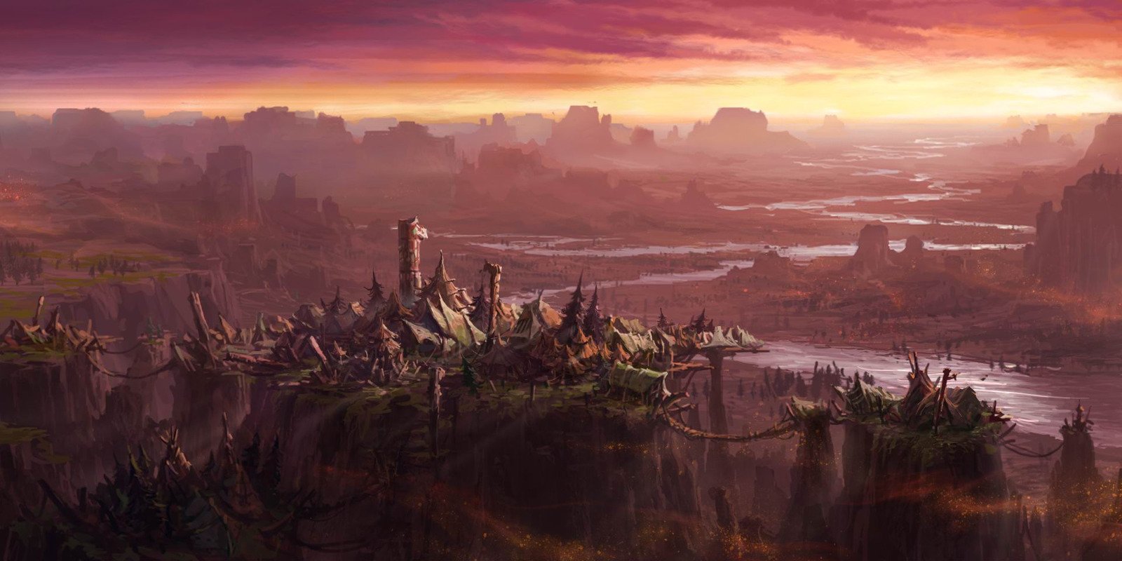 Majestic Thunder Bluff: A Fantasy Landscape from World of Warcraft
