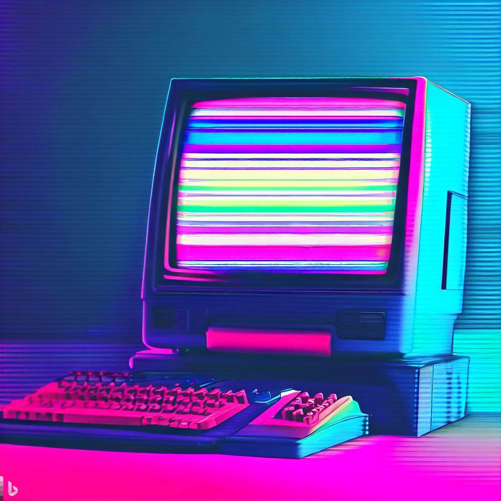A computer from the 90's in the style of vaporwave by OrdinaryGuy ...