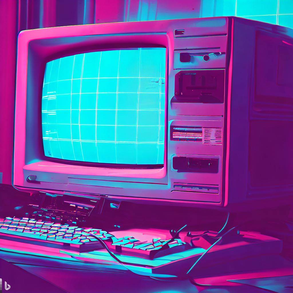 A computer from the 90's in the style of vaporwave by OrdinaryGuy