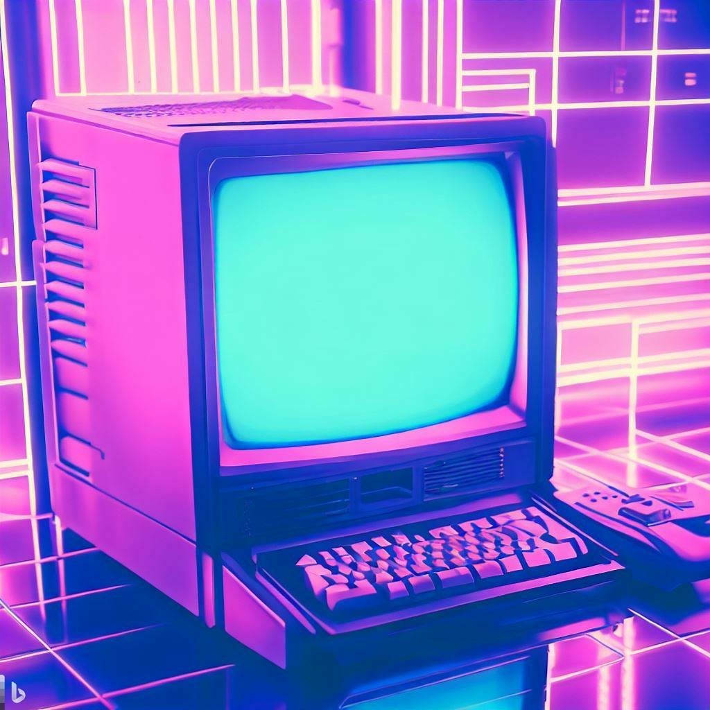 A computer from the 90's in the style of vaporwave by OrdinaryGuy