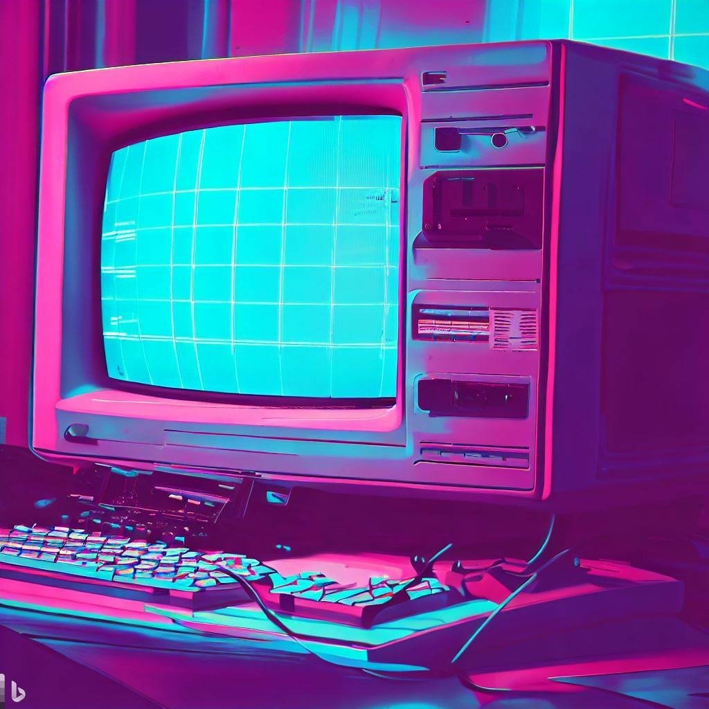 A computer from the 90's in the style of vaporwave by OrdinaryGuy