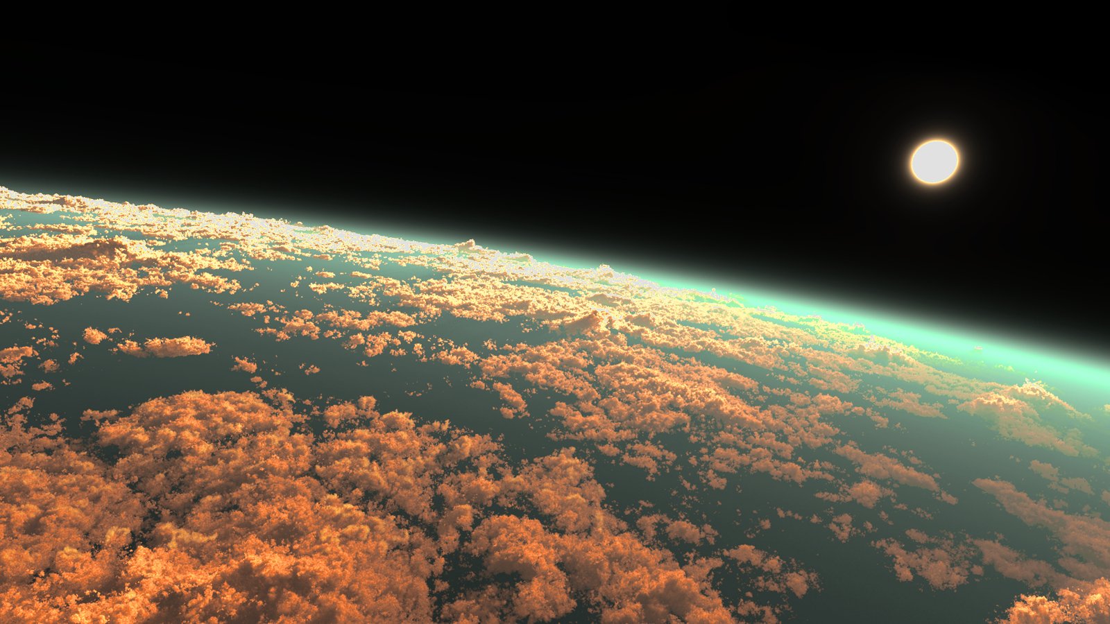 Original CGI/3D: Sunlit Anime Cloudscape Over Earth