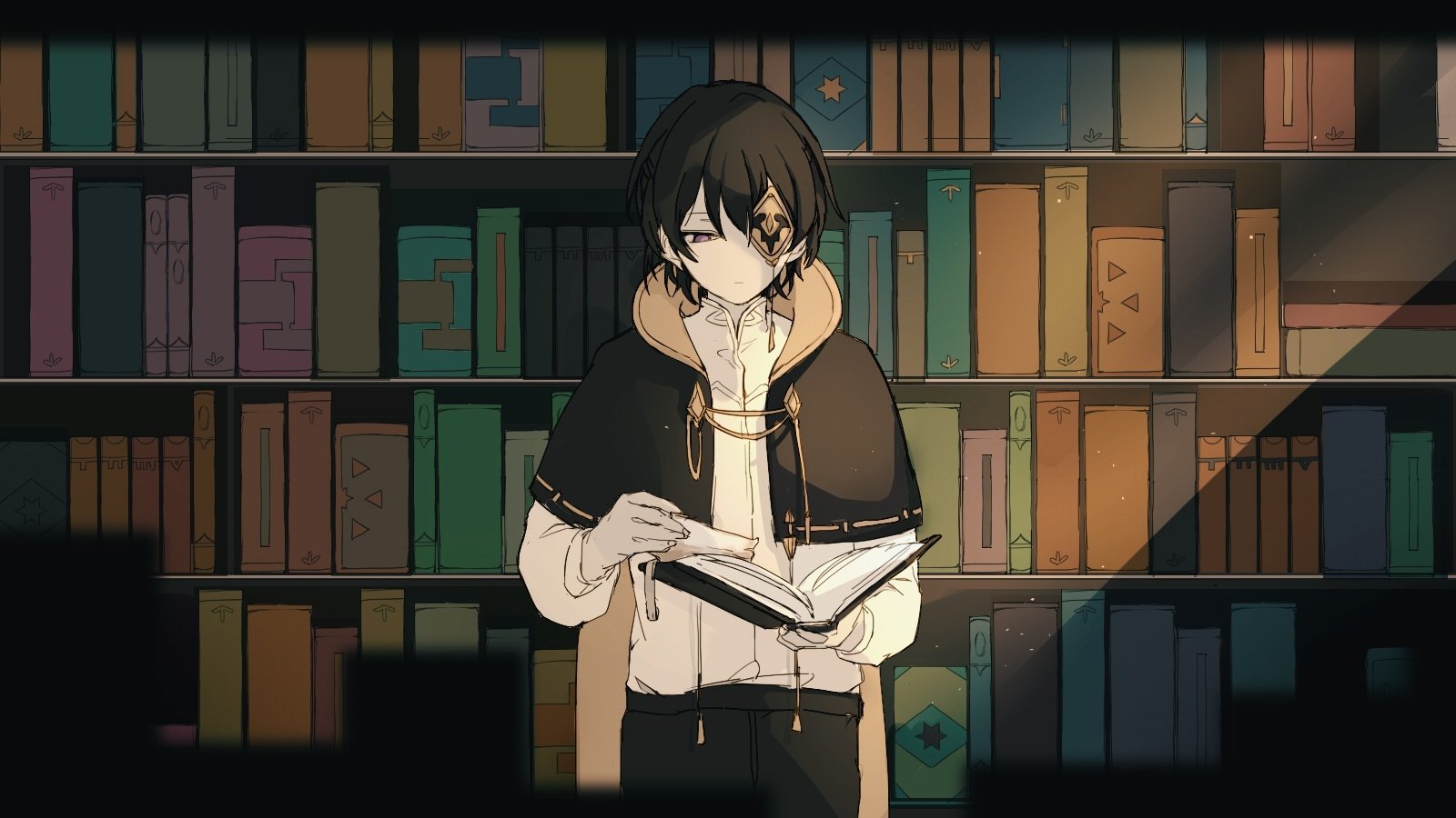 Download Eye Patch Library Book Anime Original Image