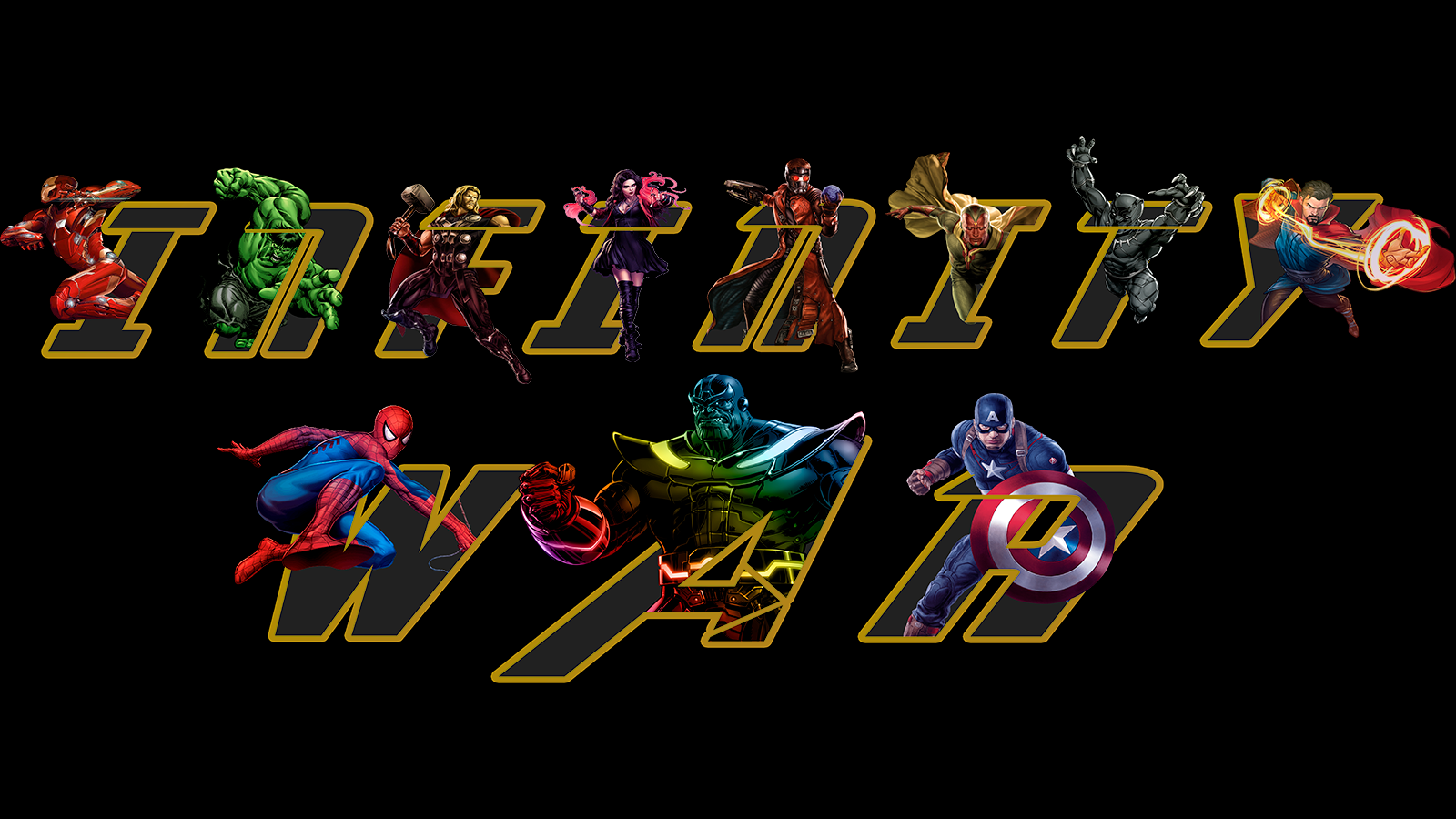 Infinity War Characters on Black Background by yernarkin