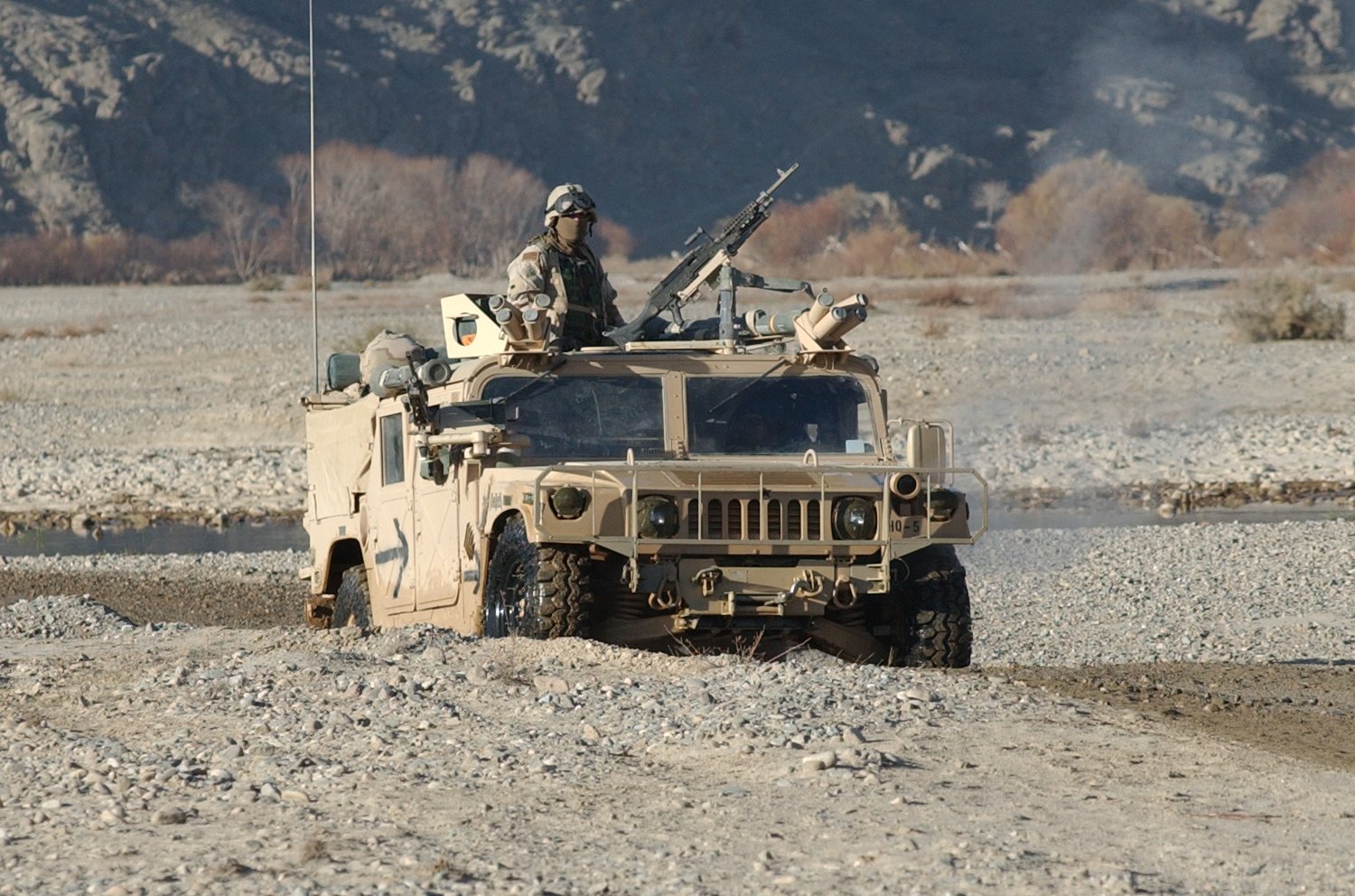Military Soldier in a Tactical Vehicle