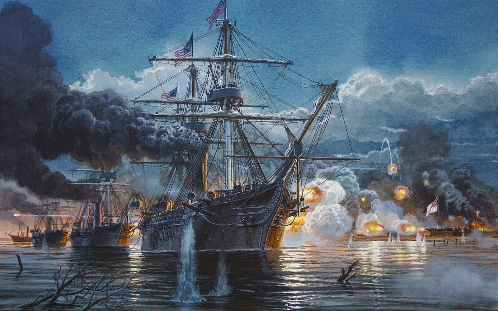 Midnight Broadside: Warships in Combat